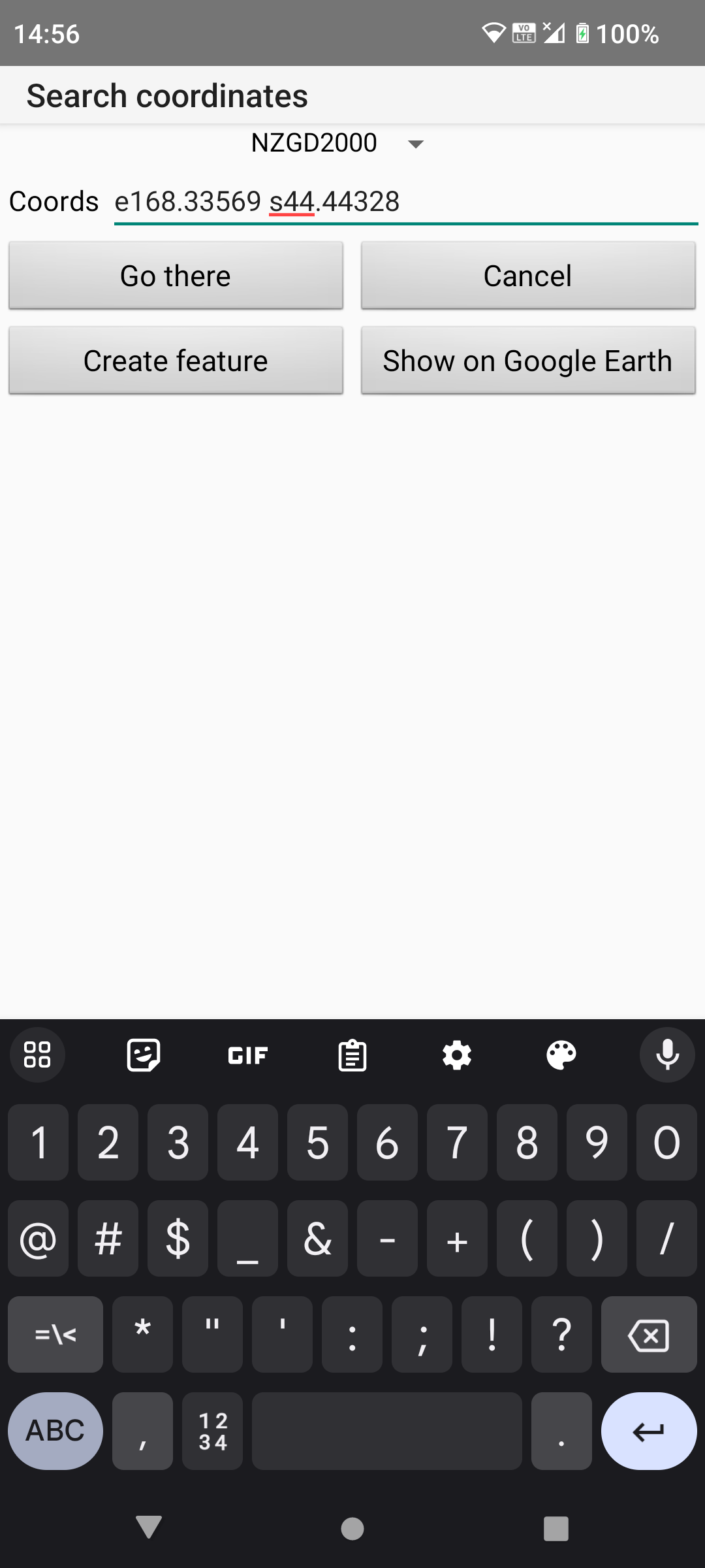 Search coordinates (Android) – Dougs Maps